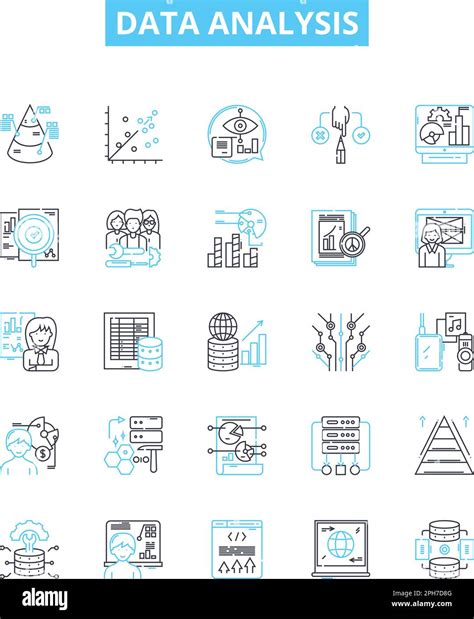 Data Analysis Vector Line Icons Set Analytics Mining Exploration