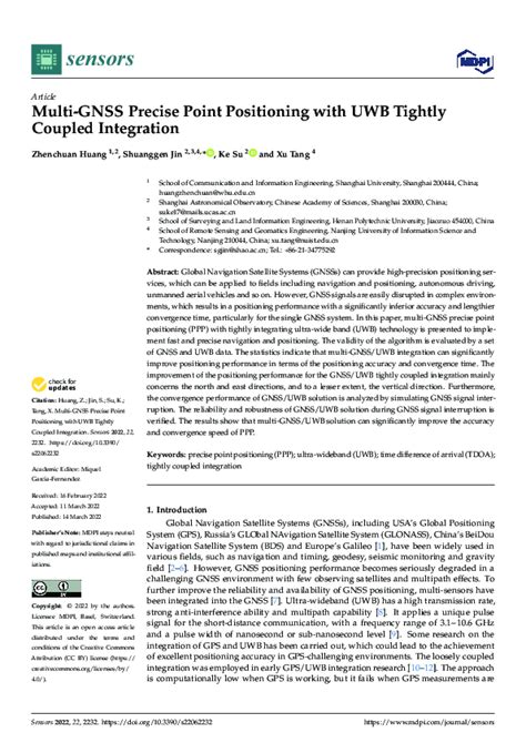 pdf multi gnss precise point positioning with uwb tightly coupled integration shuanggen jin