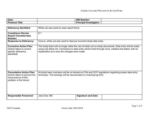 Capa Plan Template