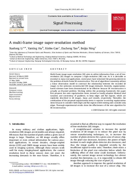 pdf a multi frame image super resolution method xinbo gao
