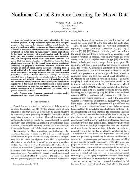 pdf nonlinear causal structure learning for mixed data