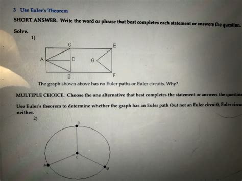 neither use euler s theorem to determine whether the graph has course hero