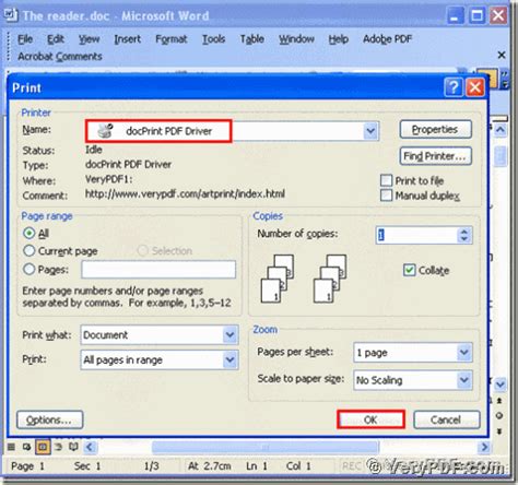 How To Print Doc To VeryPDF Knowledge Base