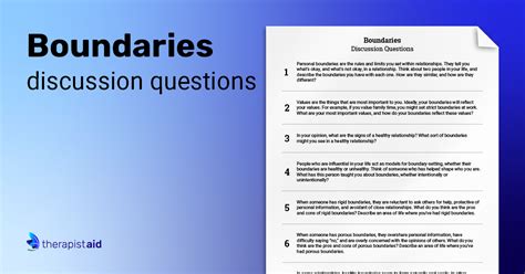 boundaries discussion questions worksheet therapist aid