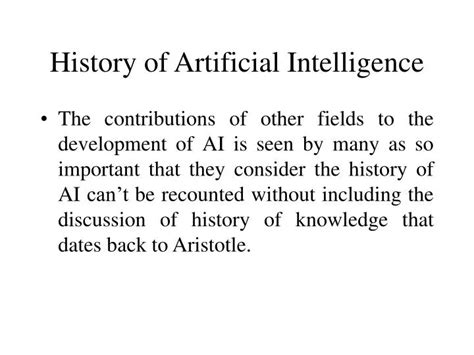 PPT History Of Artificial Intelligence PowerPoint Presentation ID