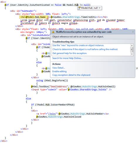 mvc mvc3 model set to null but still entering if statement stack overflow