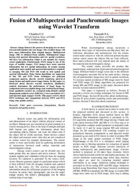 pdf ijert fusion of multispectral and panchromatic images using wavelet transform ijert