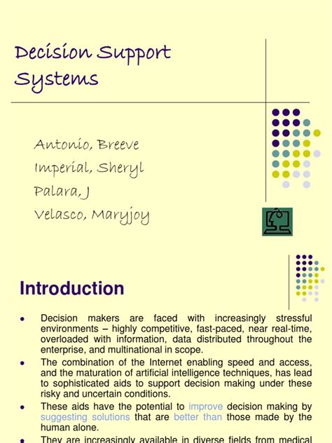 decision support system introduction pdf decision support system visual basic for applications
