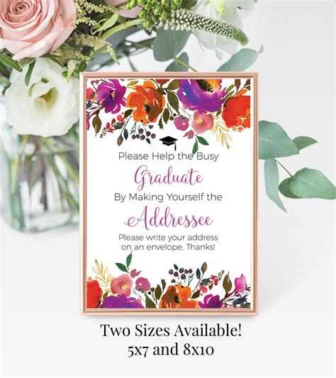 Help The Busy Graduate 5x7 8x10 Printable Graduation Party Sign Write