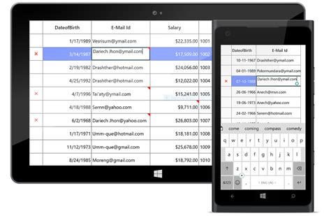 UWP DataGrid Control High Performance DataGrid Syncfusion