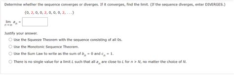 solved determine whether the sequence converges or diverges