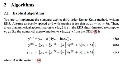 ordinary differential equations 3rd order runge kutta rk3 method in python for matrices