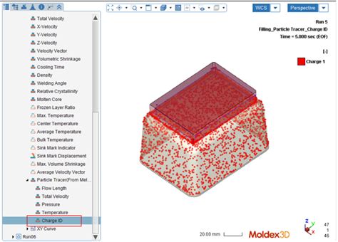 particle tracer distribution by charge id in filling stage