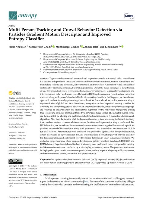 pdf multi person tracking and crowd behavior detection via particles gradient motion