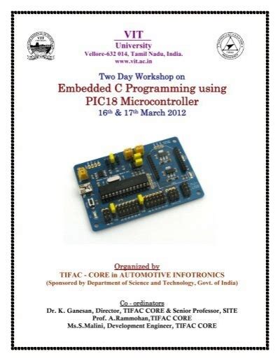 embedded c programming using pic18 vit university