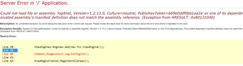 could not load file or assembly log4net when trying to set up local development environment