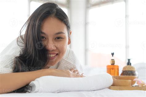 Portrait Of Young Beautiful Asian Woman Enjoys Massage In A Luxury Spa Resort 6171207 Stock