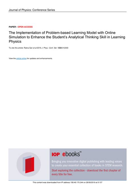 pdf the implementation of problem based learning model with online simulation to enhance the