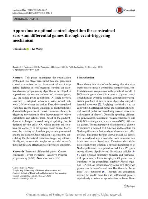 approximate optimal control algorithm for constrained zero sum differential games through event