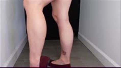 Muscular Calves In Burgundy Ballet Flats Flex And Show Off Wmv 1080 Deannas Clip Store