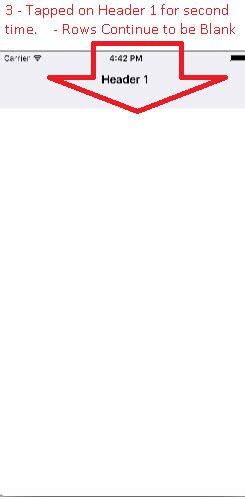 Swift Why Do Collapsing Expandable IOS UITableView Rows Disappear On