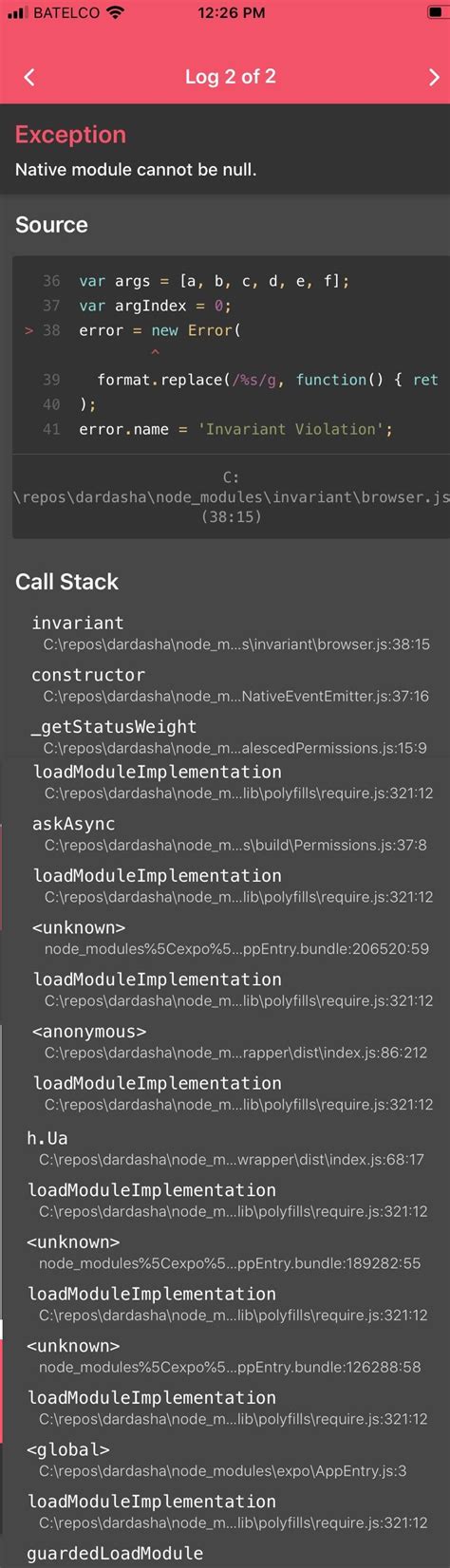 SDK 39 0 3 Invariant Violation Native Module Cannot Be Null IOS Only