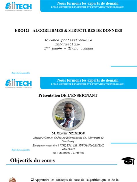 algorithmique et programmation esiitech 2023 2024 chap1 2 3 pdf informatique programmation