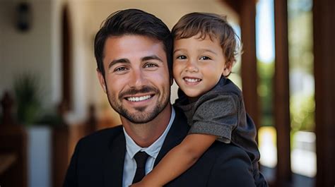 Premium AI Image A Father And Son Pose For A Photo