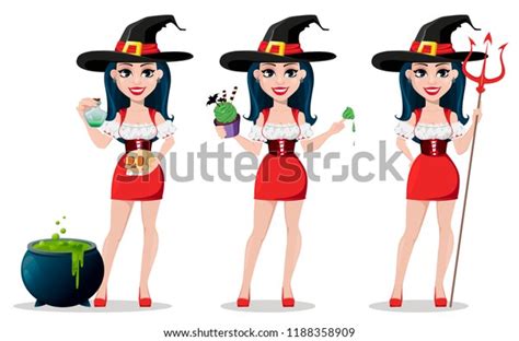 Happy Halloween Sexy Witch Beautiful Dress Stock Vector Royalty Free 1188358909 Shutterstock