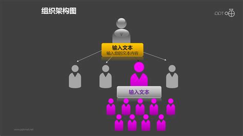 组织架构图之3层级紫色上下等级图形ppt素材下载 pptmall