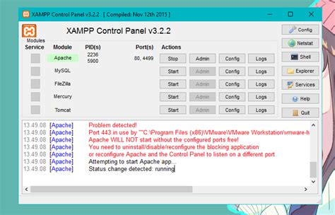 cara mengatasi apache tidak bisa start pada xampp