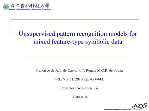 ppt unsupervised pattern recognition models for mixed feature type symbolic data powerpoint
