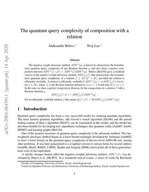 pdf the quantum query complexity of composition with a relation