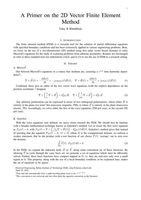 pdf 1 a primer on the 2d vector finite element method dokumen tips