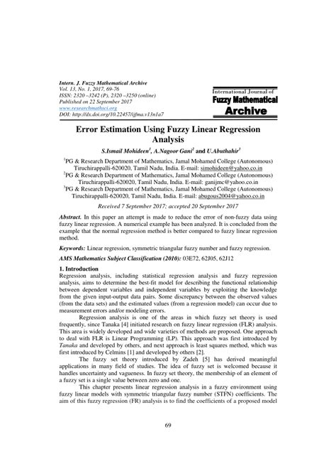 pdf error estimation using fuzzy linear regression analysis