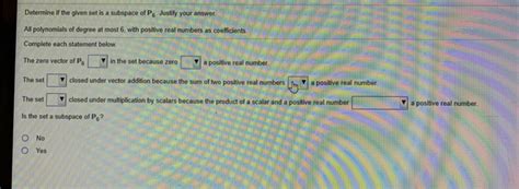 solved determine if the given set is a subspace of ps