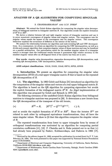 pdf analysis of a qr algorithm for computing singular values