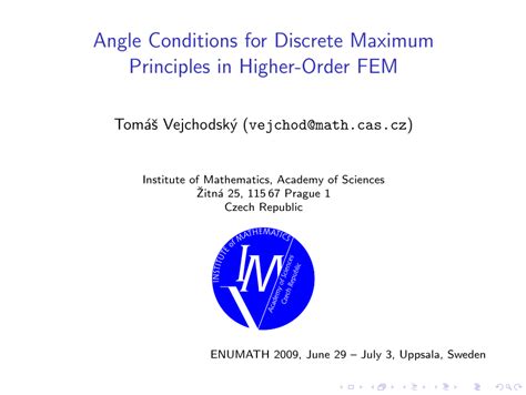 pdf angle conditions for discrete maximum principles in higher order fem