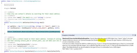 Cannot Deserialize The Current JSON Object E G Name Value Into