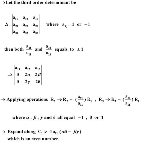 if all elements of a third order determinant are equal to 1 or 1 then the determinant itself is
