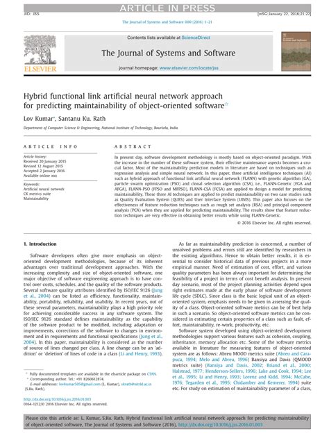 pdf hybrid functional link artificial neural network approach for predicting maintainability
