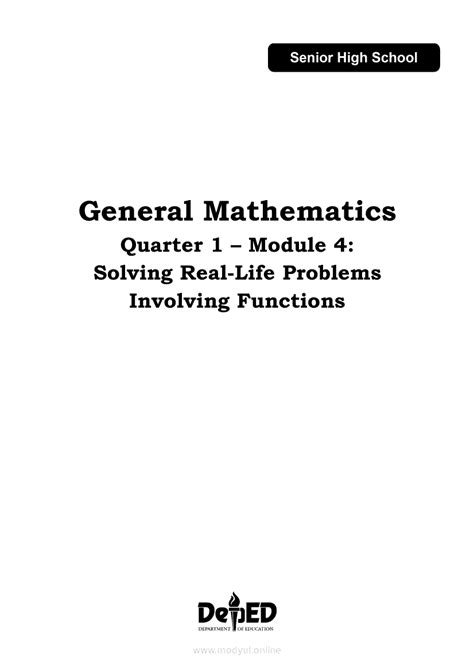 general mathematics module 4 solving real life problems involving functions shs modules