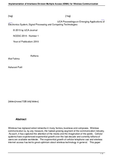 pdf implementation of interleave division multiple access idma for wireless communication