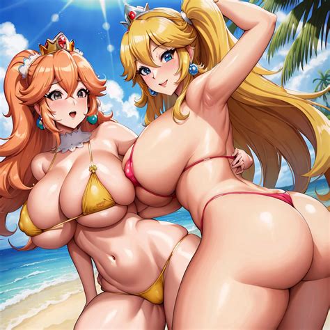 Rule 34 Ai Generated Big Breasts Bikini Mario Series Nintendo Princess Daisy Princess Peach
