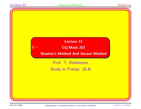 lecture slides on newton s method and secant method cs 257 docsity