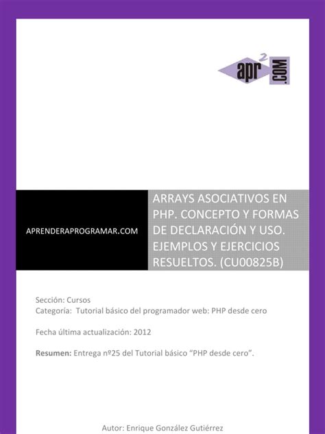 cu00825b arrays asociativos php concepto ejemplos ejercicios resueltos pdf pdf estructura de