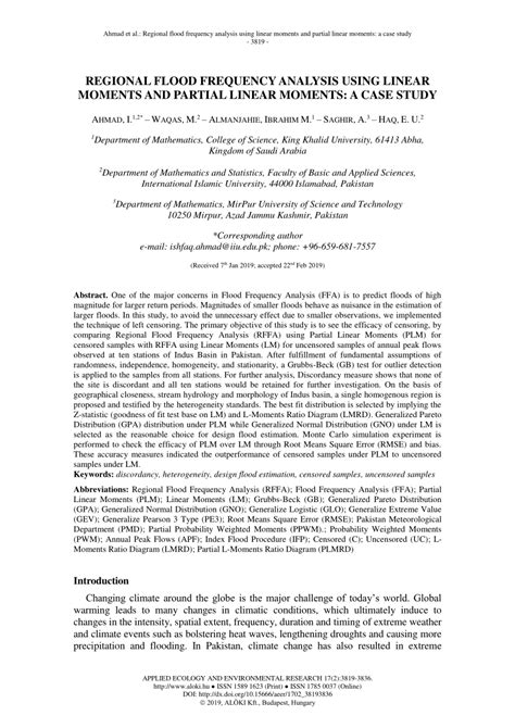 pdf regional flood frequency analysis using linear moments and partial linear moments a case
