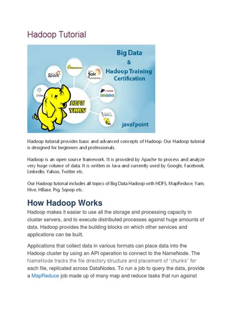 hadoop tutorial pdf apache hadoop software