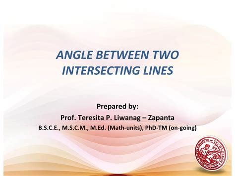 Lesson 3 Angle Between Two Intersecting Lines PPT