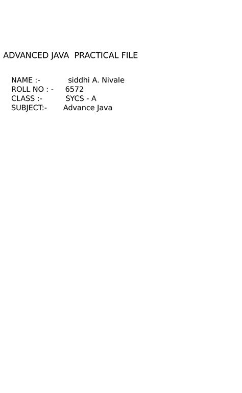 advanced java practical file advanced java practical file name siddhi a nivale roll no